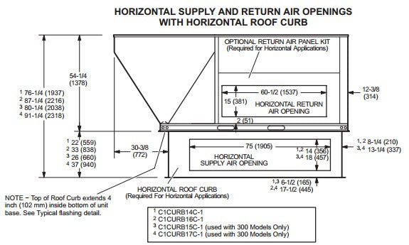 Allied Commercial C1CURB14C-1 - KCB/KGB180-240 26 in. Horizontal Curb